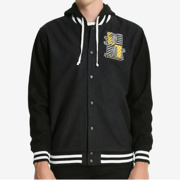 Jackets & Coats | Harry Potter Hufflepuff Logo Hooded Varsity Jacket ...